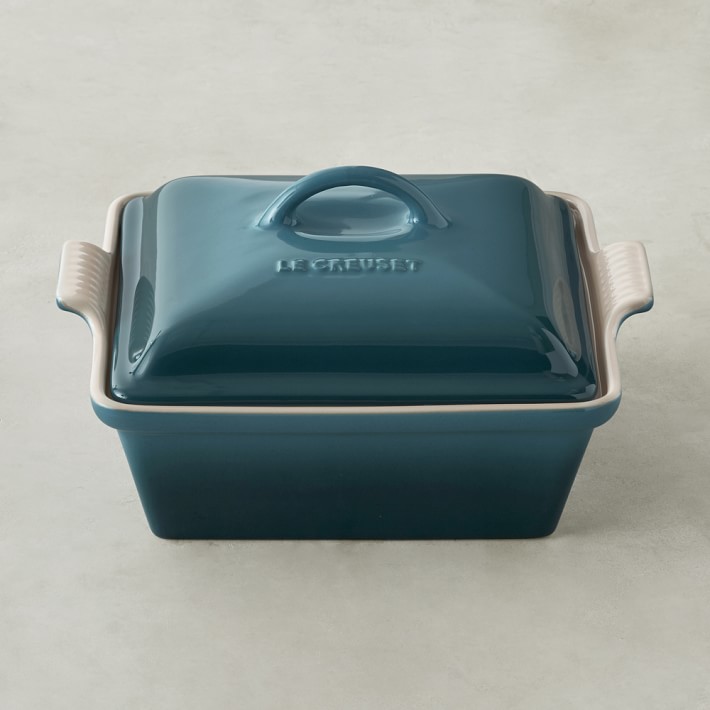 Le Creuset Heritage Stoneware Shallow Square Covered Baking Pan ...