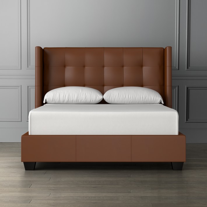 Gable Wing Leather Bed & Headboard | Williams Sonoma