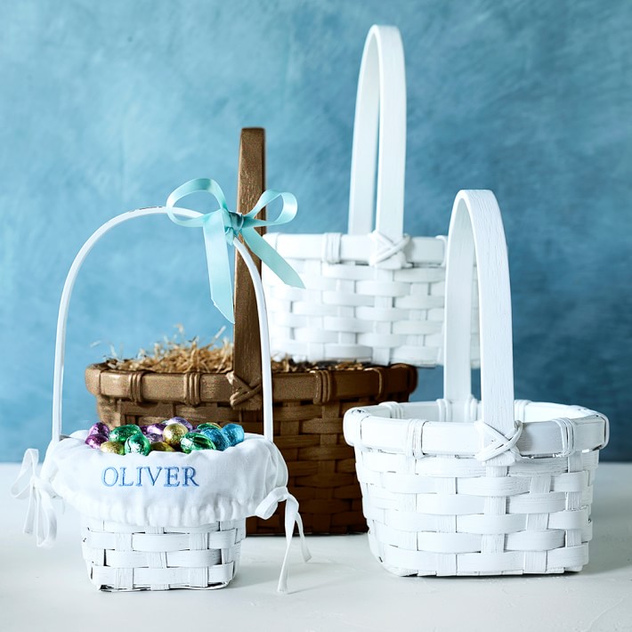 White Rattan Easter Basket with Liner | Easter Decor | Williams Sonoma