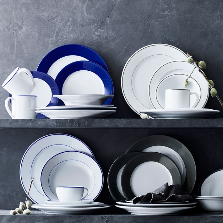 Apilco Tradition Blue-Banded Porcelain Dinnerware Sets | Williams Sonoma