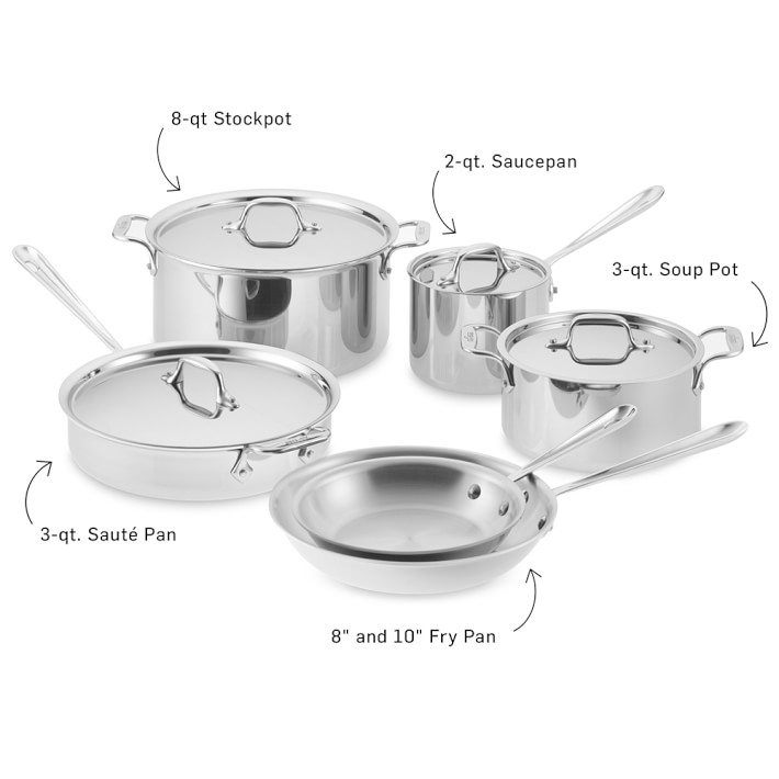 All-Clad D3 Tri-Ply Stainless-Steel 10-Piece Cookware Set | Williams Sonoma