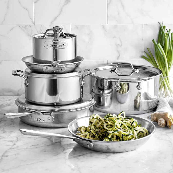 All-Clad D3 Tri-Ply Stainless-Steel 10-Piece Cookware Set | Williams Sonoma