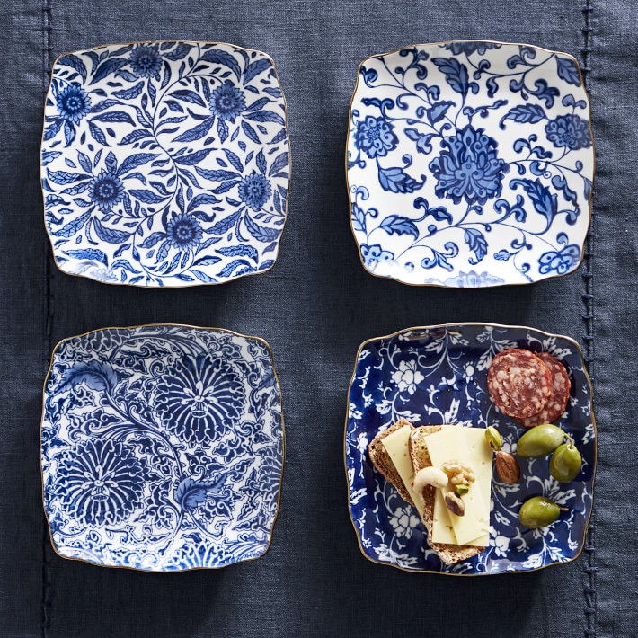 Marlo Thomas Blue Floral Appetizer Plates, Set of 4 | Williams Sonoma