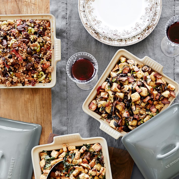 Le Creuset Heritage Stoneware Shallow Square Covered Baking Pan ...