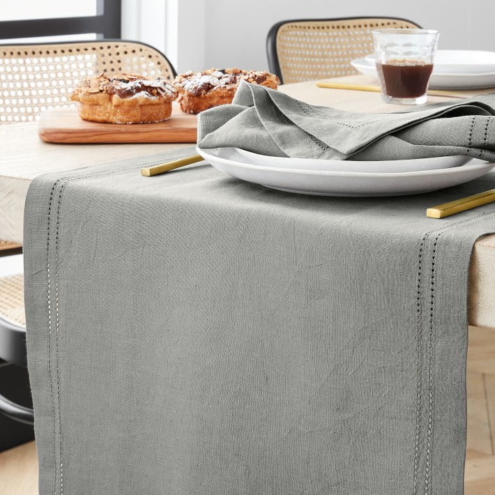 Linen Double Hemstitch Table Runner | Williams Sonoma