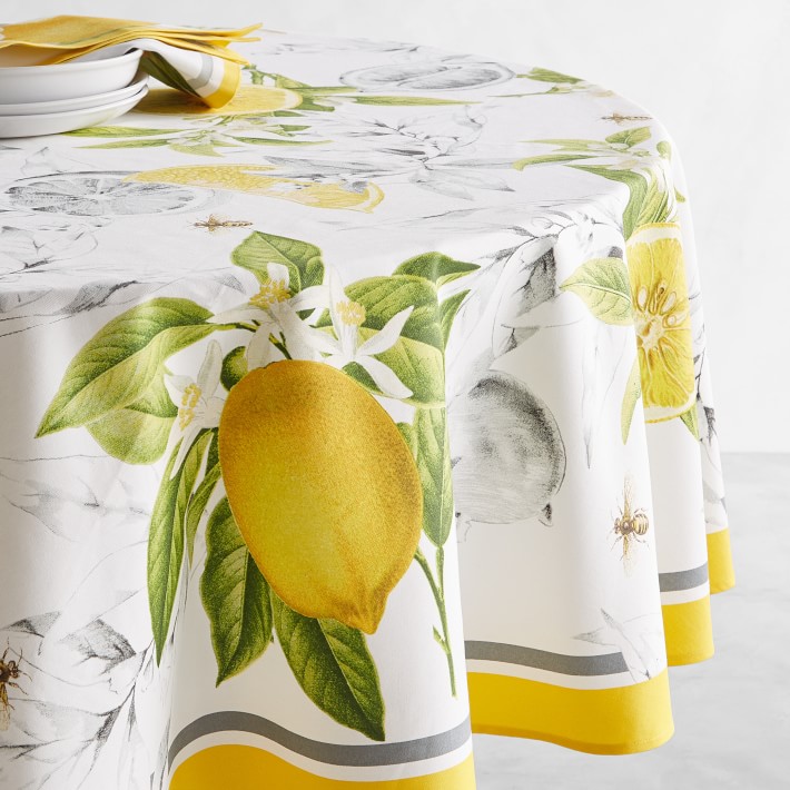 Meyer Lemon Round Tablecloth | Williams Sonoma CA | Williams Sonoma