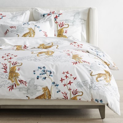 Kalden Tiger Printed Organic Luxury Duvet Cover & Shams | Williams Sonoma