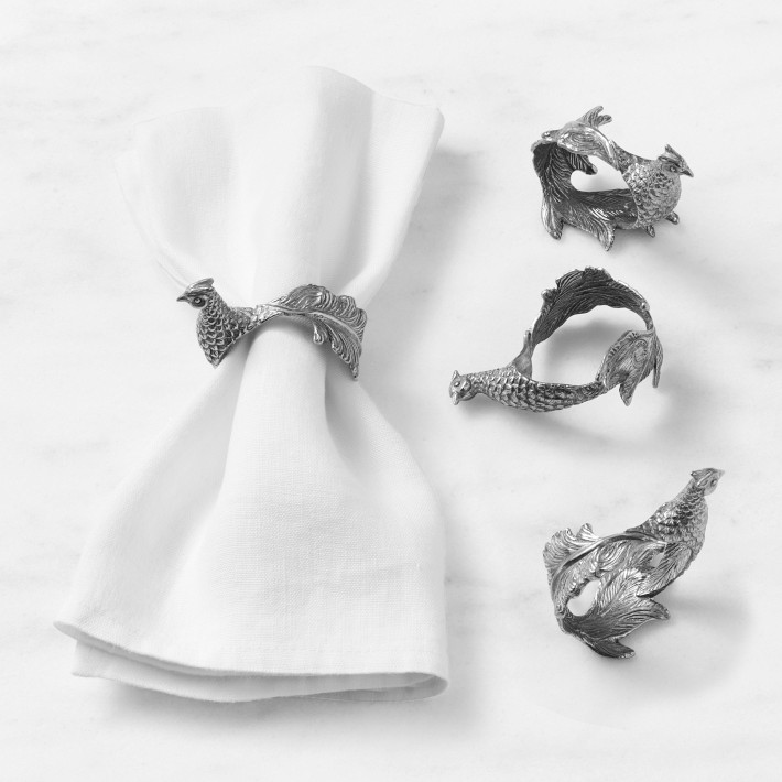 Pewter Pheasant Napkin Rings, Set of 4 | Williams Sonoma CA | Williams ...