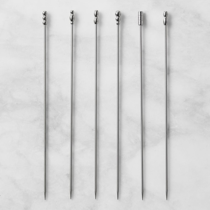 Long Stainless-Steel Cocktail Picks, Set of 6 | Williams Sonoma