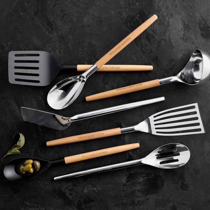 Williams Sonoma Nonstick Cooking Utensils with Wooden Handles - Set of ...