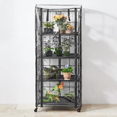 Modern Farmhouse Plant Stand with Adjustable Shelf & Patio Greenhouse ...