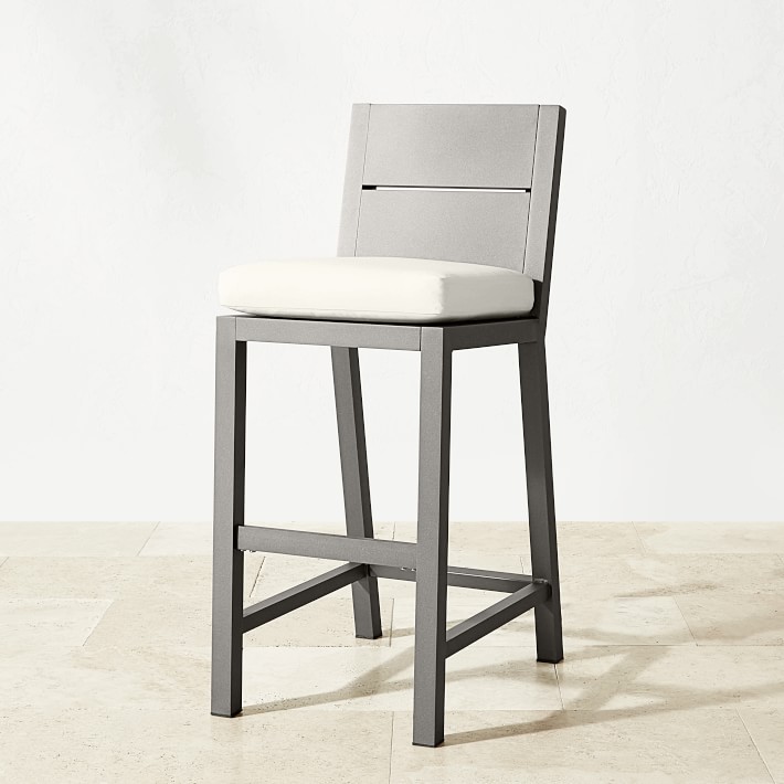 Larnaca Outdoor Slate Grey Metal Bar Stool | Williams Sonoma