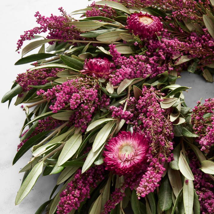 Fresh Olive & Heather Live Wreath | Williams Sonoma