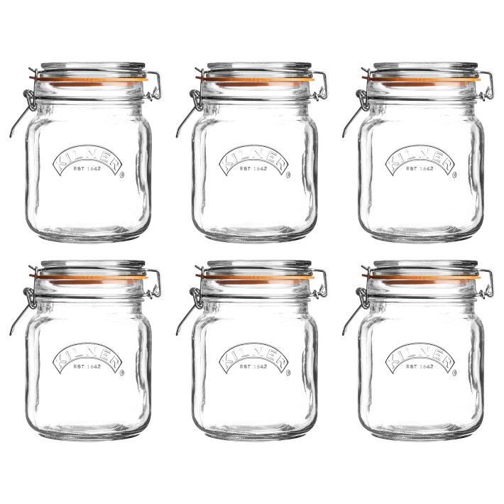 Kilner Square Clip Top Jar, 34 oz, Set of 6 | Williams Sonoma
