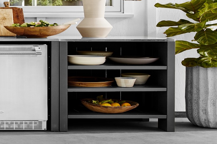 Larnaca Slate Grey Metal Kitchen Convertible Refrigerator Cabinet ...