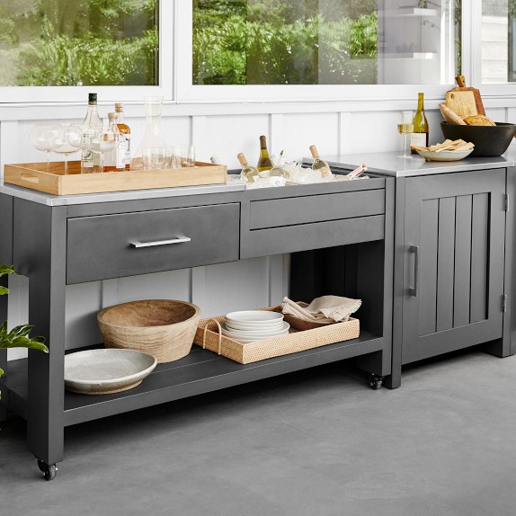 Larnaca Slate Grey Metal Kitchen Convertible Refrigerator Cabinet ...