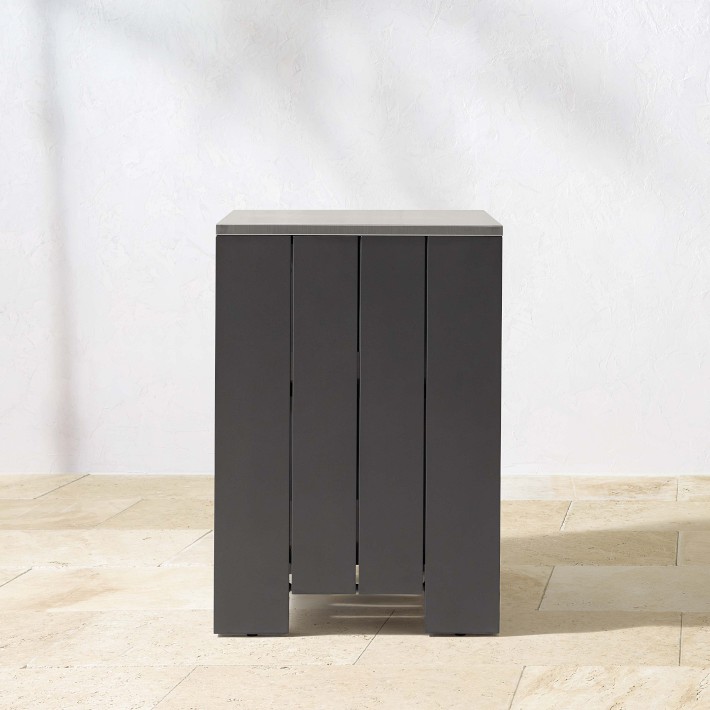 Larnaca Slate Grey Metal Kitchen Convertible Refrigerator Cabinet ...