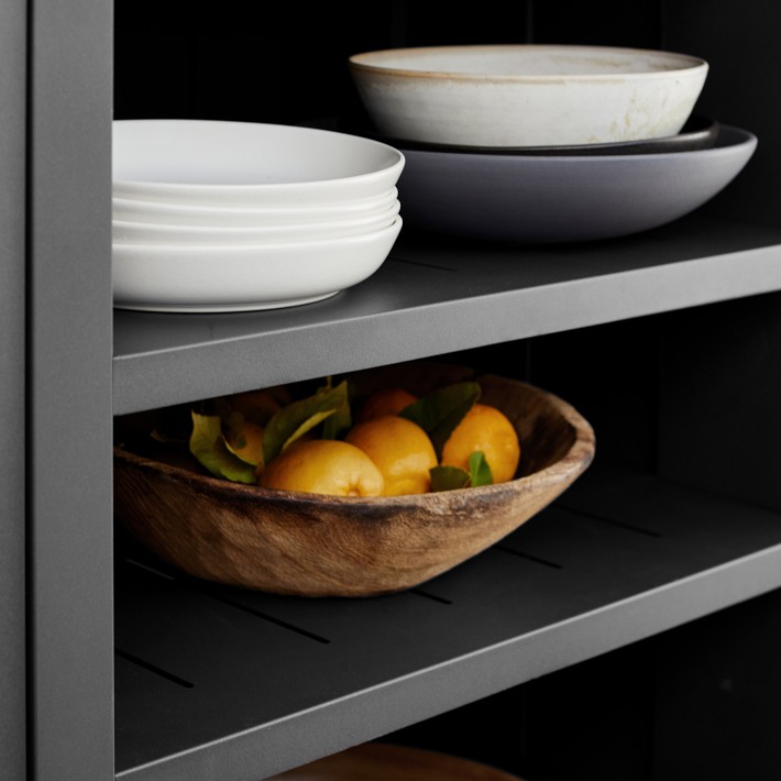 Larnaca Slate Grey Metal Kitchen Convertible Refrigerator Cabinet ...