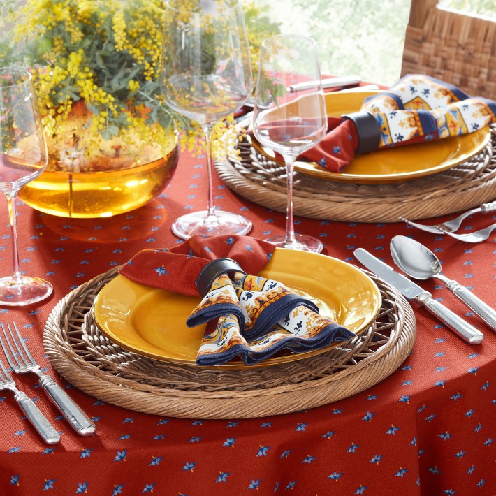 Sicily Red Round Tablecloth | Williams Sonoma
