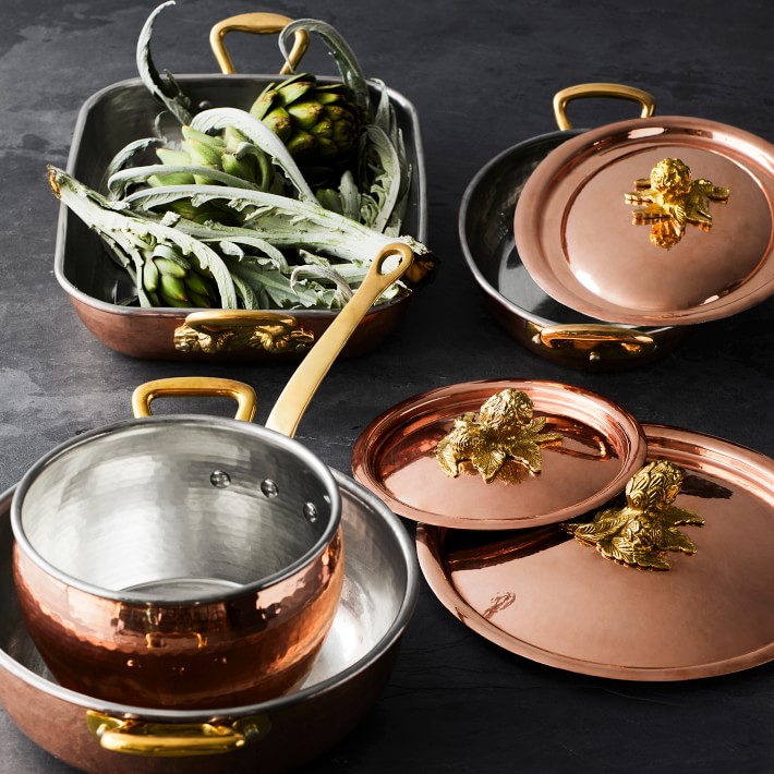 Ruffoni Historia Hammered Copper Roasting Pan with Artichoke Handle ...