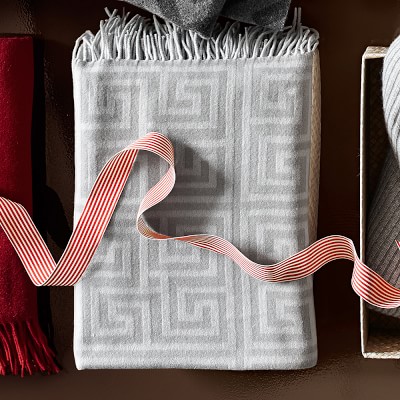 Steeple Grey Greek Key Cashmere Throw | Williams Sonoma