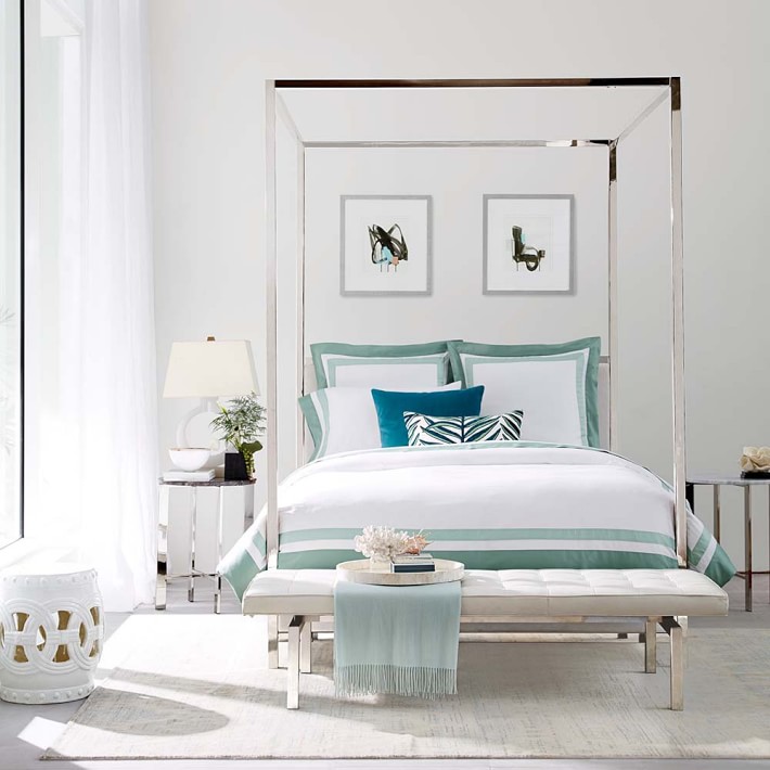 Italian Two Tone Border Luxury Duvet Cover & Shams | Williams Sonoma