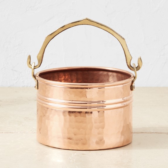 Copper Round Ribbed Planter | Williams Sonoma