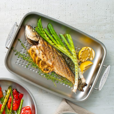 All-Clad Stainless-Steel Outdoor Roasting Pan | Williams Sonoma