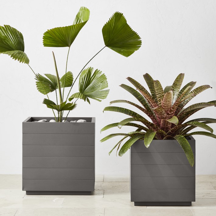 Larnaca Outdoor Metal Box Planter | Patio Furniture | Williams Sonoma