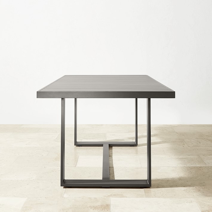 Santa Barbara Slate Outdoor Metal Dining Table & Dining Chairs ...