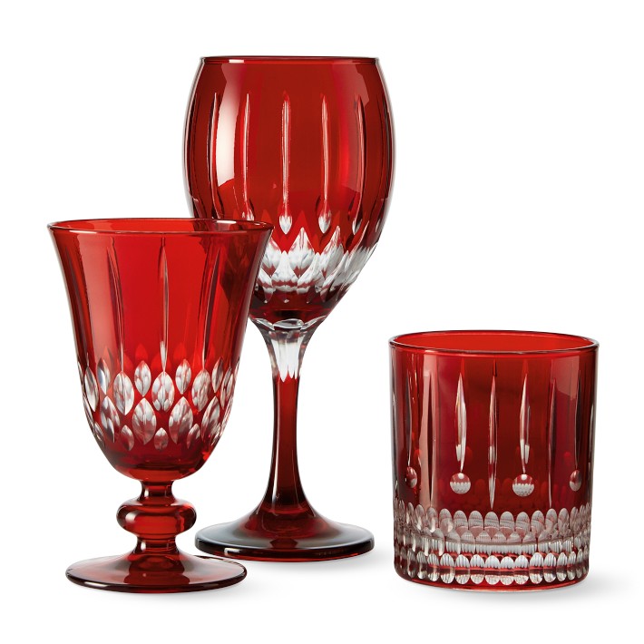 Wilshire Red Jewel Cut Glassware Collection | Williams Sonoma