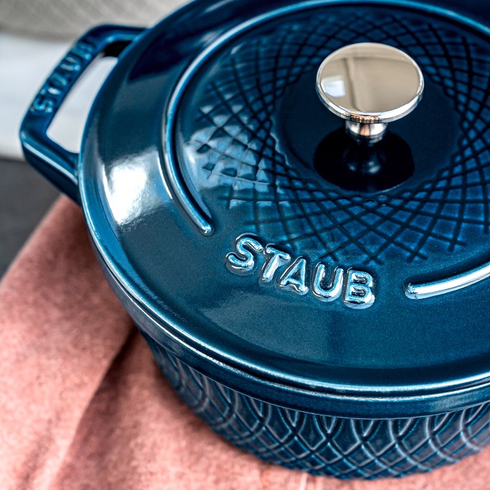 Staub Enameled Cast Iron Embossed Twist Dutch Oven, 4 1/4-Qt ...