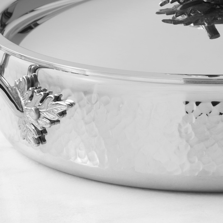 Ruffoni Opus Prima Hammered Stainless-Steel Sauté Pan with Garlic Knob ...