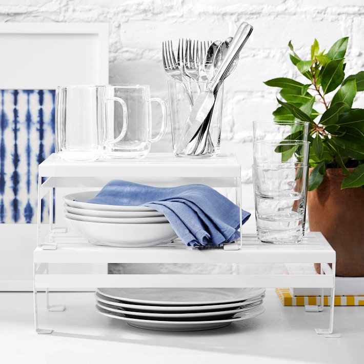 Hold Everything White Powder Coat Metal Shelf Riser Set | Williams Sonoma