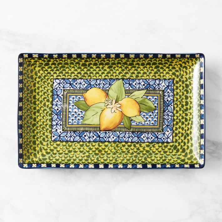 Sicily Ceramic Rectangular Platter, Medium, Green | Williams Sonoma