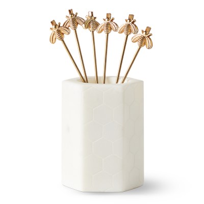 Marble & Brass Bee Cocktail Picks | Williams Sonoma