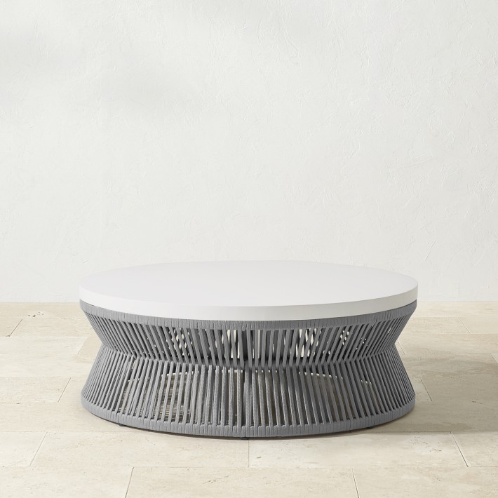 Pasadena Outdoor Fiberstone and Rope Round Coffee Table | Williams Sonoma