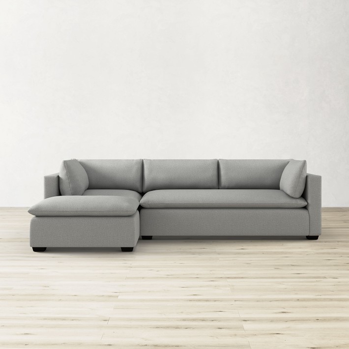 Laguna Track Arm Slipcovered 3-Piece L-Shape Chaise with Ottoman ...