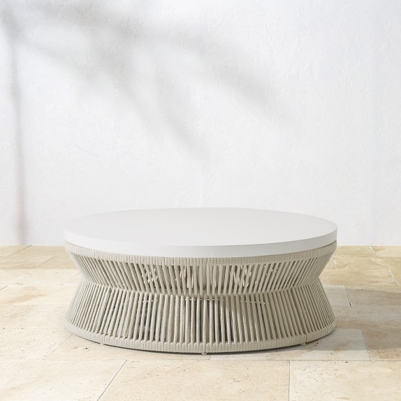 Pasadena Outdoor Fiberstone and Rope Round Coffee Table | Williams Sonoma
