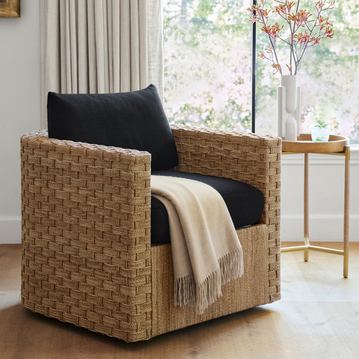 Lisbon Barrel Back Swivel Chair | Williams Sonoma