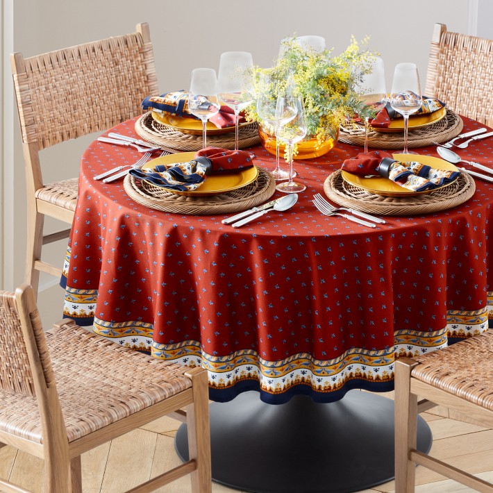Sicily Red Round Tablecloth | Williams Sonoma