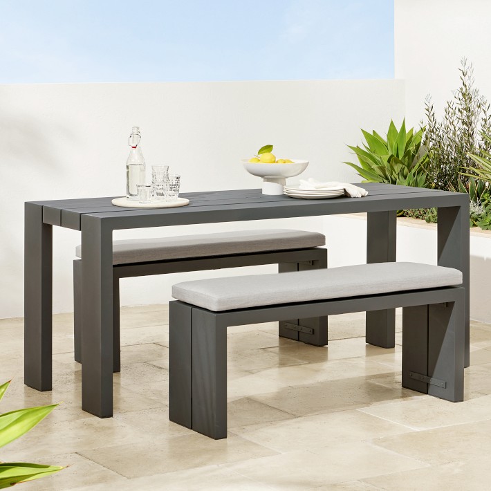 Larnaca Outdoor Metal Dining Bench | Williams Sonoma