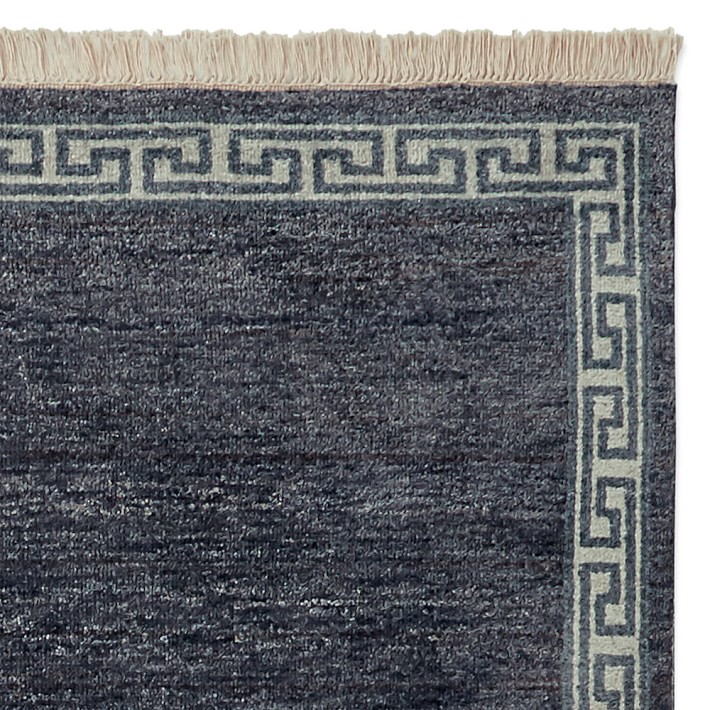 Custom Greek Key Border Hand Knotted Rug Peacoat Hand Knotted Rug ...