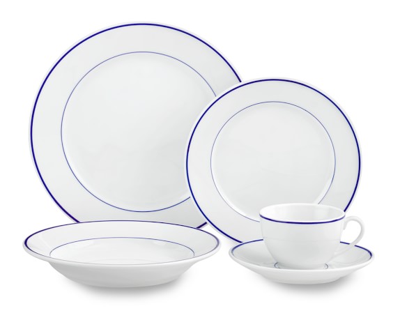 Apilco Tradition Blue-Banded Porcelain Dinnerware Sets | Williams Sonoma