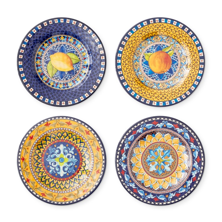 Sicily Outdoor Melamine Salad Plates - Set of 4 - Mixed | Williams Sonoma