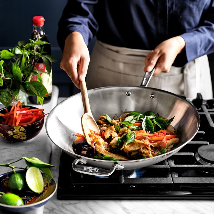 All-Clad D3® Tri-Ply Stainless-Steel Wok, 14" | Williams Sonoma