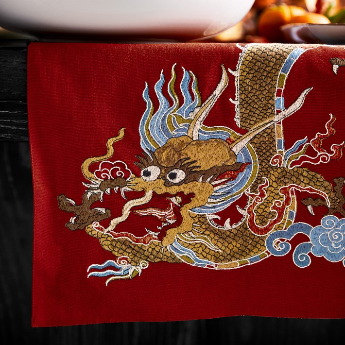 Lunar Dragon Embroidered Table Runner | Williams Sonoma