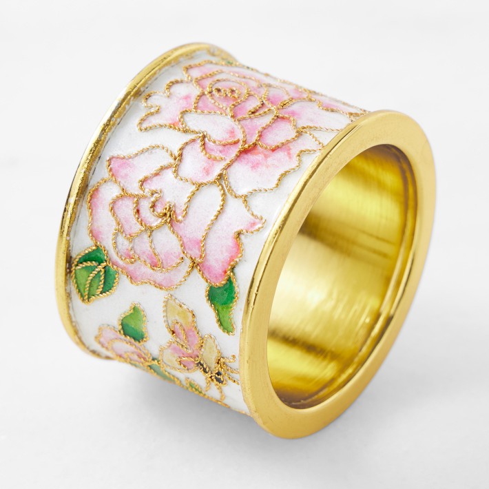 Cloisonne Rose Napkin Rings, Set of 4 | Williams Sonoma