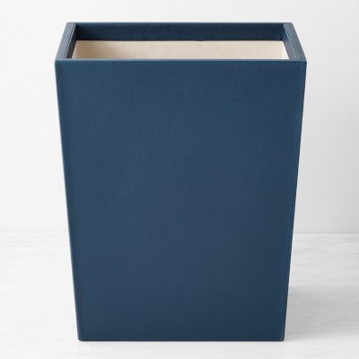 Blue Leather Wastebasket | Williams Sonoma