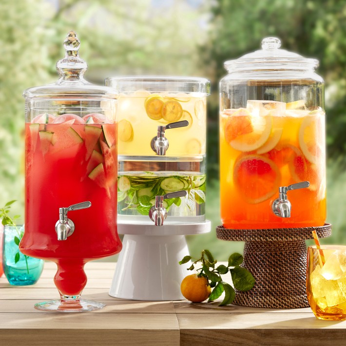 Glass Footed Beverage Dispenser | Williams Sonoma